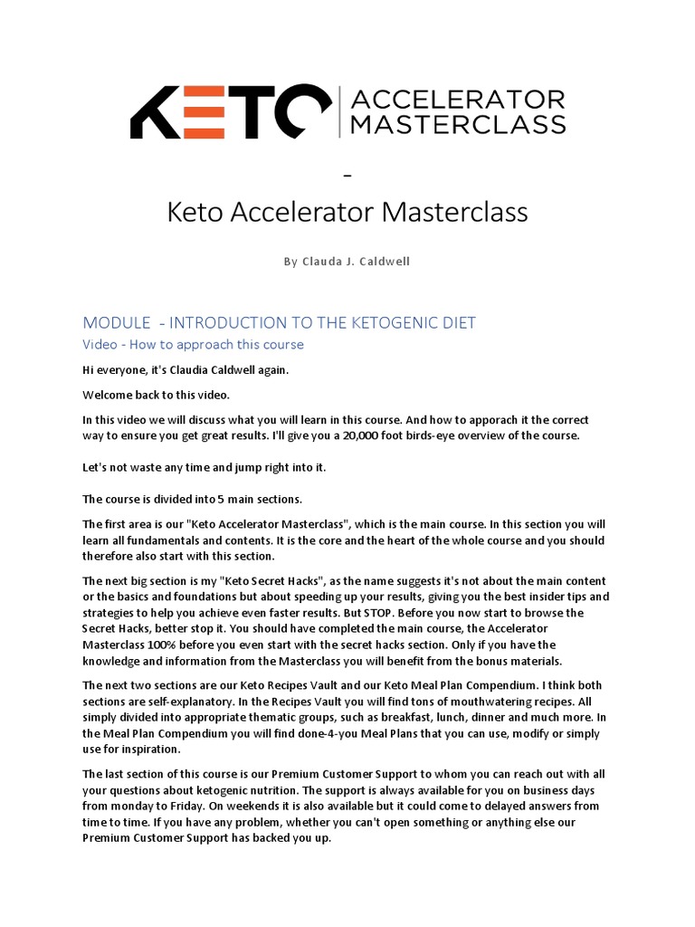 Keto Accelerator Masterclass Overview | PDF | Ketogenic Diet | Learning