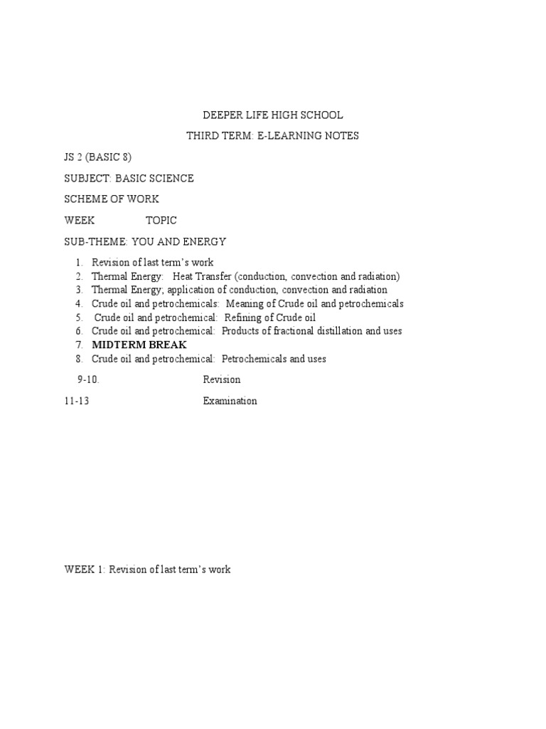 New Jss2 3rd Term E-Learning Notes Revised 2017 | PDF | Oil Refinery ...