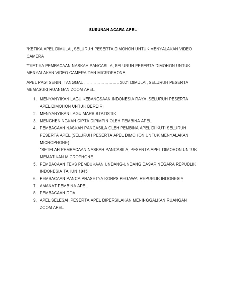 Susunan Acara Apel Virtual | PDF