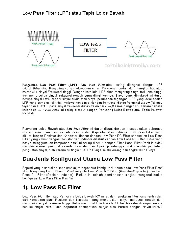 Low Pass Filter | PDF