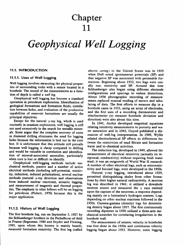Chapter 11-Well Logging | PDF