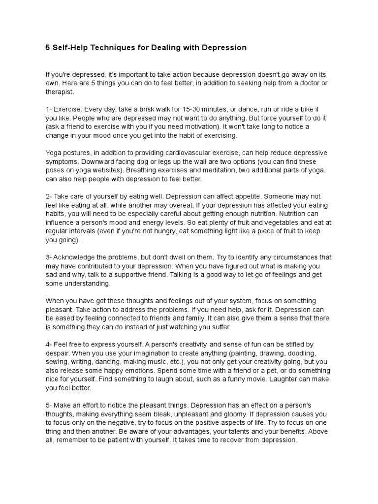 5 Self-Help Techniques For Dealing With Depression | PDF | Laughter ...