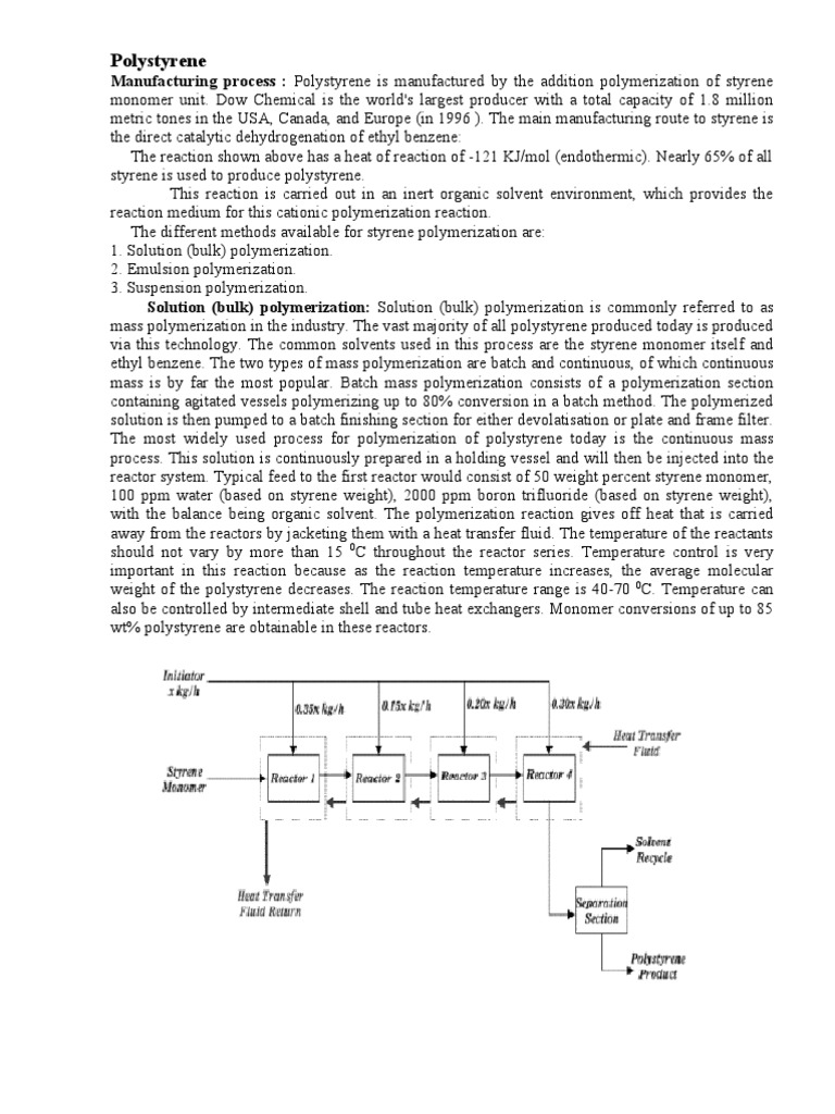 Styrene BulkPolymerization | PDF | Polymerization | Polystyrene
