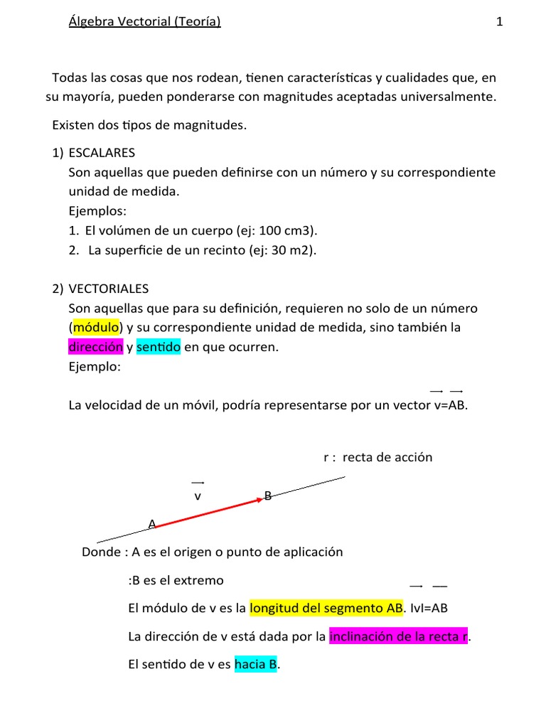 Aplicación Vectores (Teoria) | PDF | Vector Euclidiano | Escalar (Matemáticas)