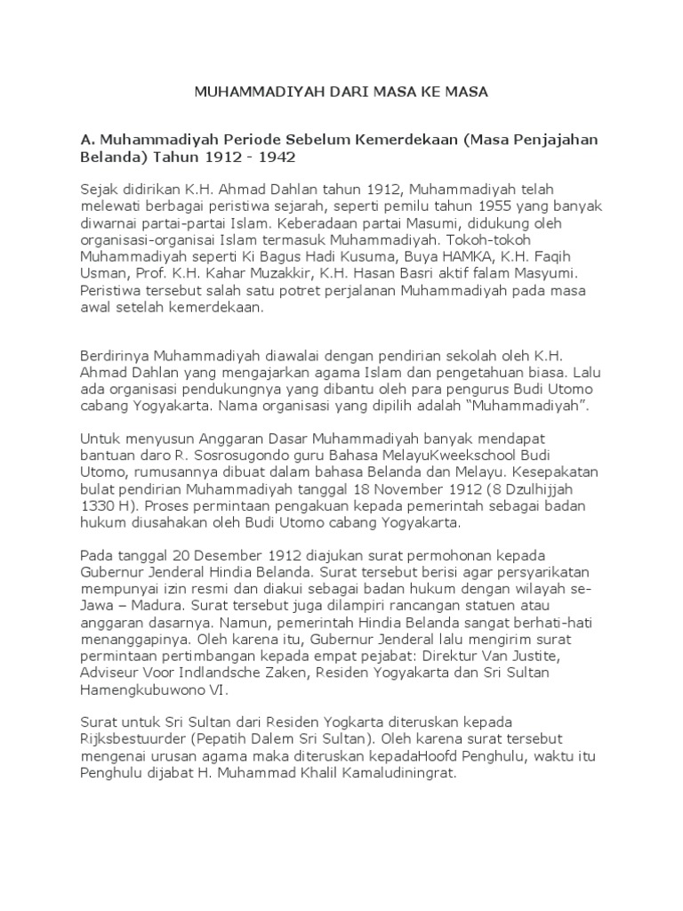 Muhammadiyah Dari Masa Ke Masa | PDF