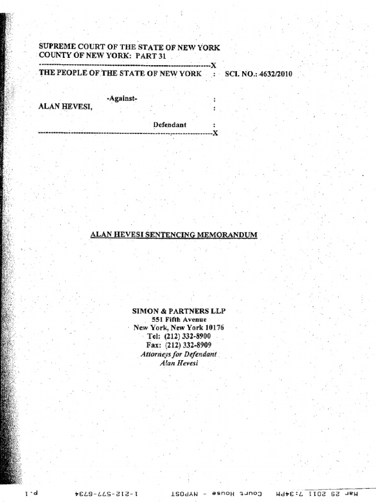 Hevesi Sentencing Memo