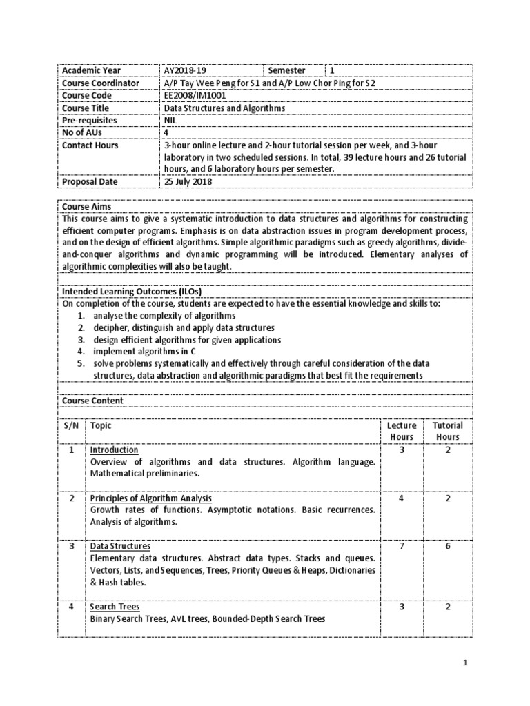 EE2008 Data Structures and Algorithms - OBTL | PDF | Academic Integrity | Algorithms