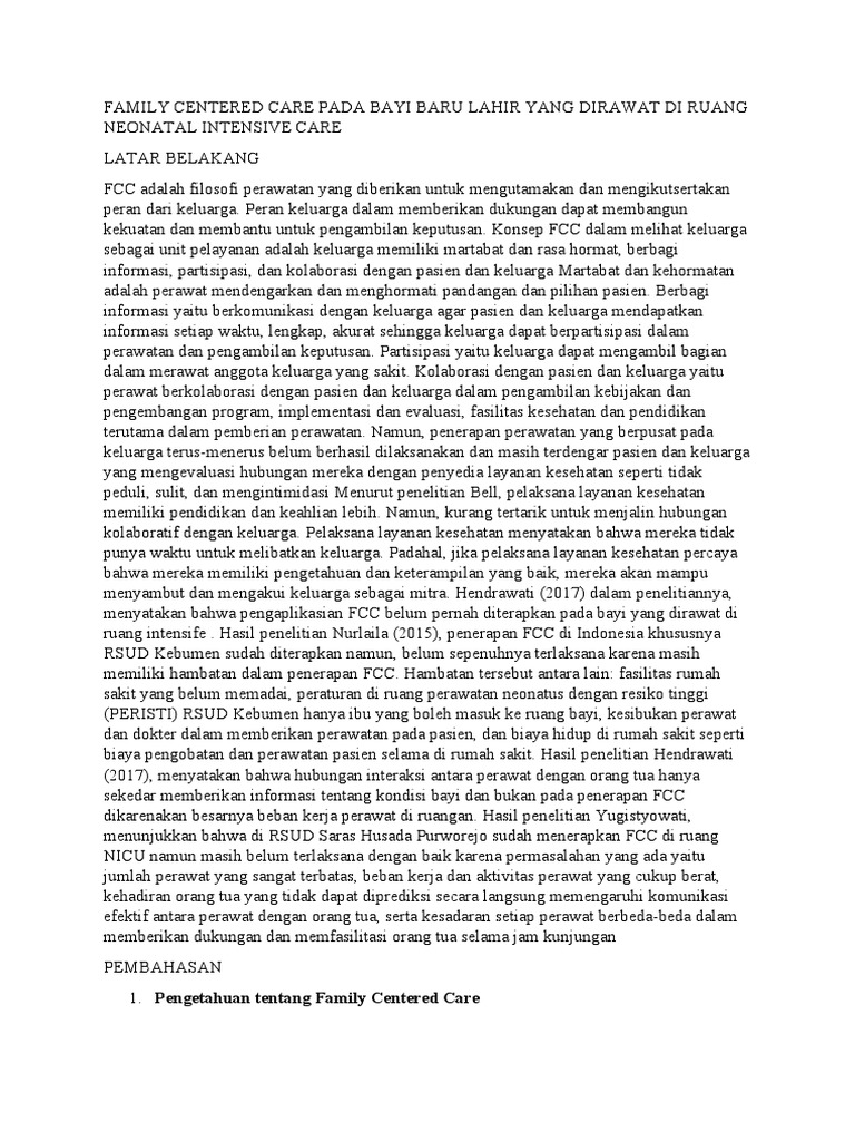FCC Di Ruang Neonatal Intensive Care | PDF