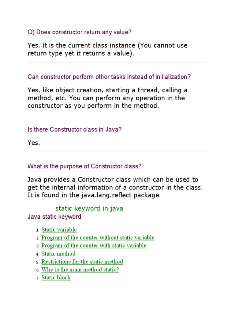 Q) Does Constructor Return Any Value?: Next Topic | Download Free PDF | Method (Computer ...