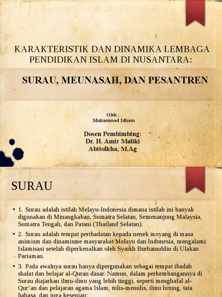 Slide PPT - Surau, Meunasah, Dan Pesantren | PDF