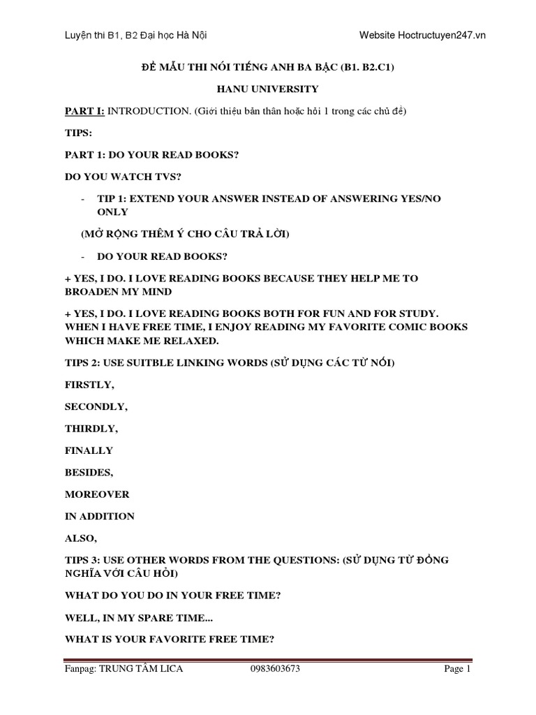 De Mau Thi Noi Tieng Anh Ba Bac Hanu 1 1557185315 | PDF