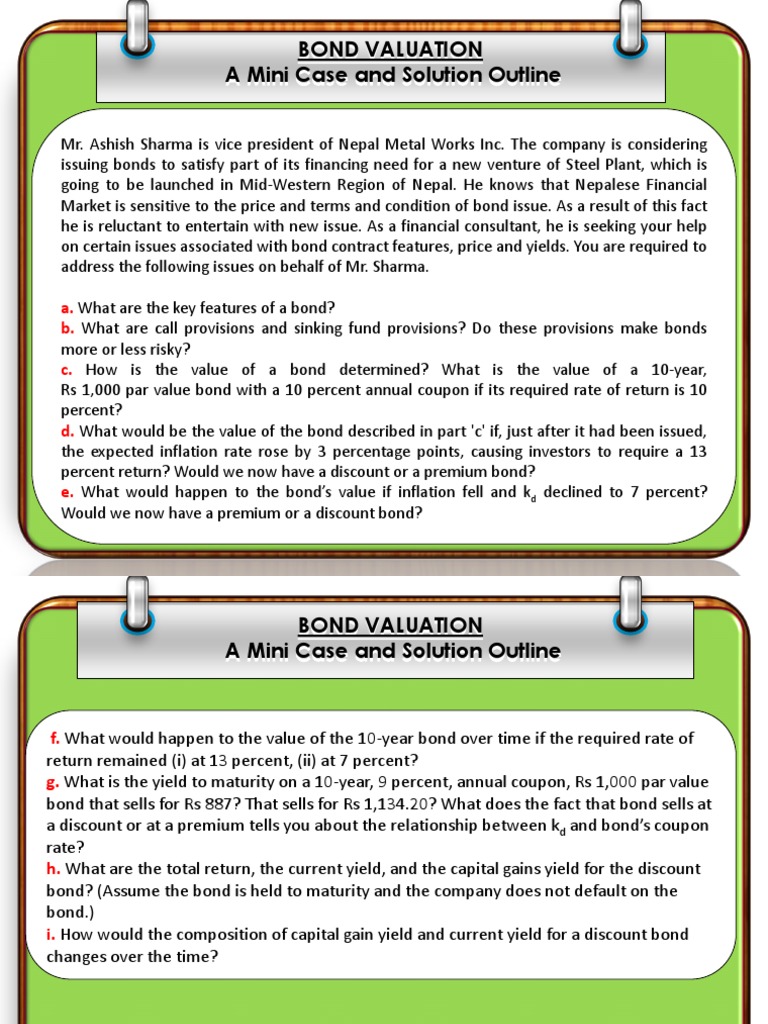 Bond Valuation A Mini Case and Solution Outline | PDF | Bonds (Finance ...