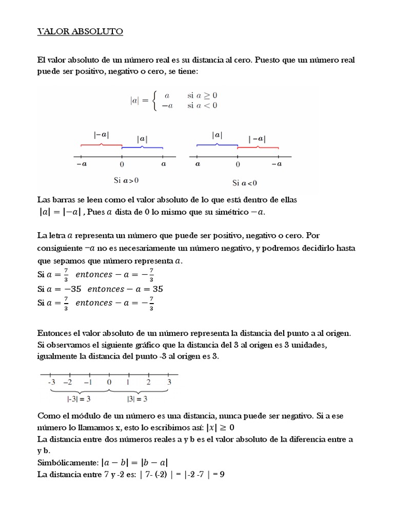 Definición y Propiedades del Valor Absoluto | PDF | Número Real ...