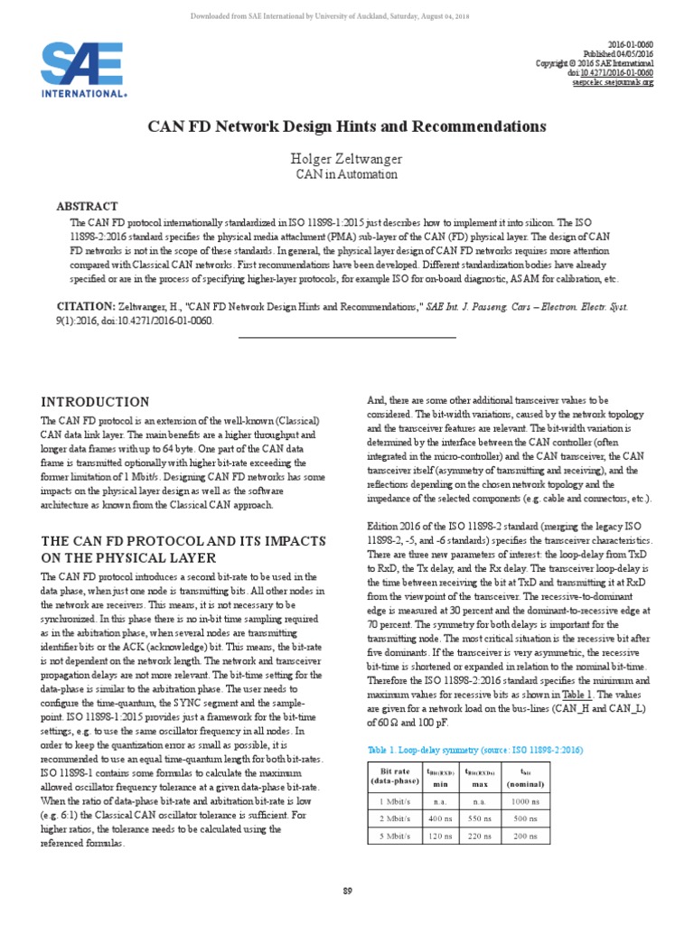 CAN FD Network Design Hints and Recommendations: Holger Zeltwanger ...