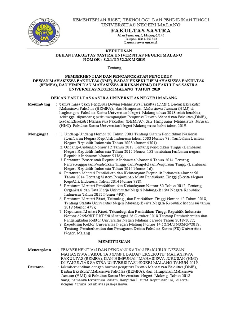 SK Ormawa Tahun 2019 | PDF