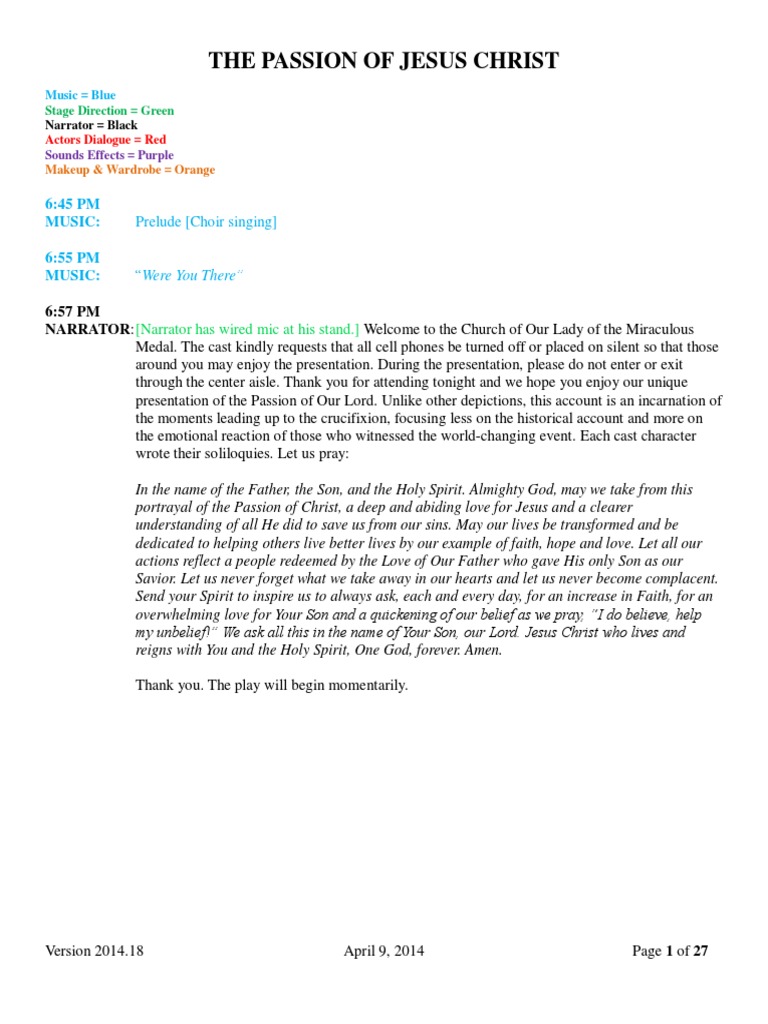 The Passion of Jesus Script 2014 v2014 | PDF | Herod Antipas | Jesus