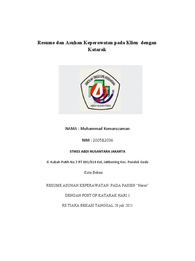 Resume Askep Katarak | PDF