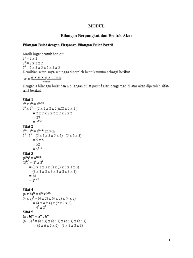 Modul Bilangan - Berpangkat - Dan - Bentuk - Akar | PDF | Komputer