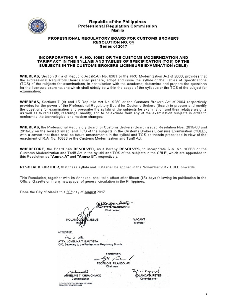 Republic of The Philippines Professional Regulation Commission | PDF ...