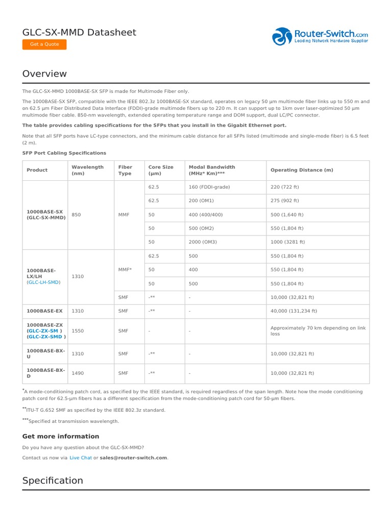 GLC-SX-MMD Datasheet: Get A Quote | PDF | Computing | Computer Standards