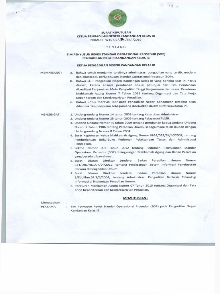 SK Tim Penyusun Sop | PDF