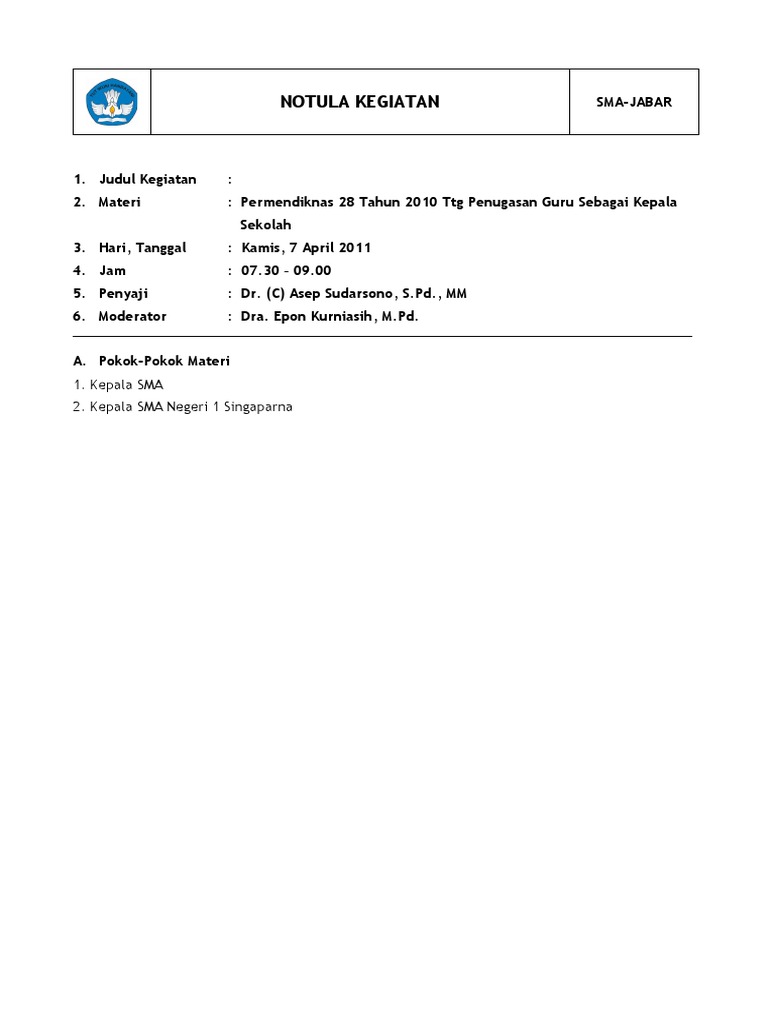 Format-Notula Kegiatan | PDF