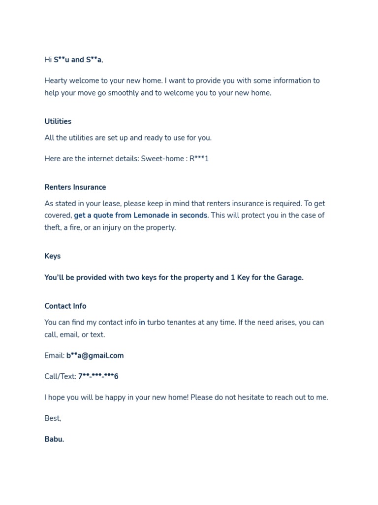New Tenant Welcome Guide | PDF | Law