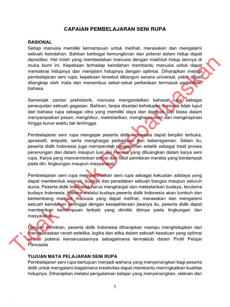 Capaian Pembelajaran Seni Rupa | PDF Capaian Pembelajaran Seni Rupa | PDF