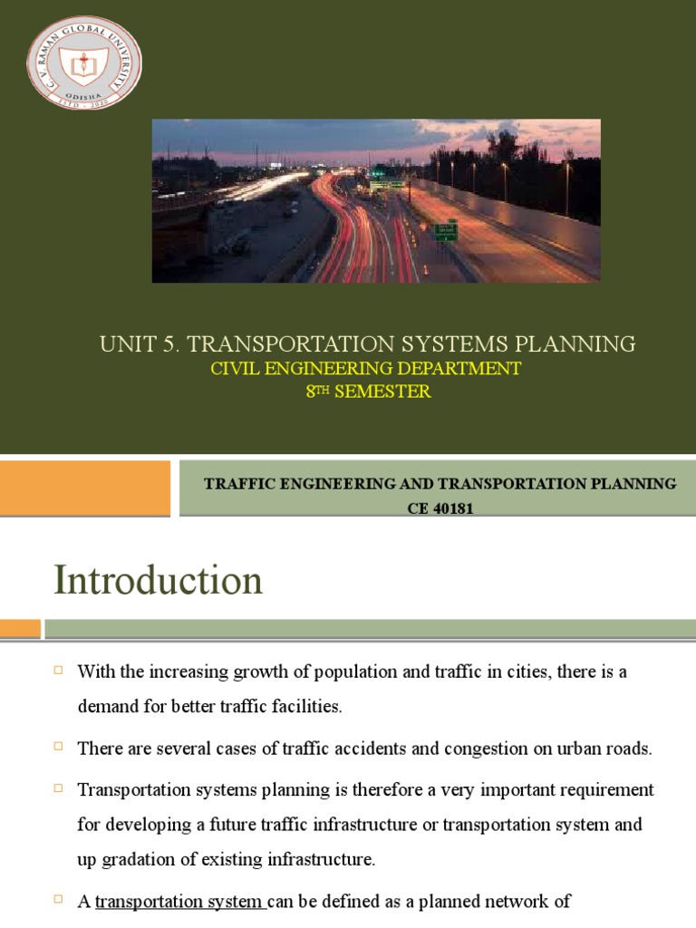 Transportation Systems Planning: An Overview of the Urban ...