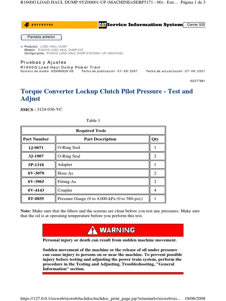 Torque Converter Lockup Clutch Pilot Pressure - Test and Adjust | PDF ...