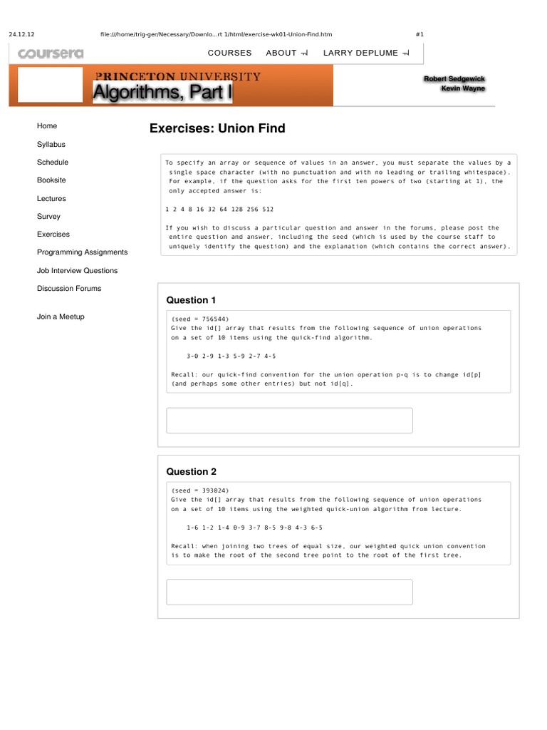 Union-Find Algorithms Exercises | PDF | Algorithms | Software Engineering