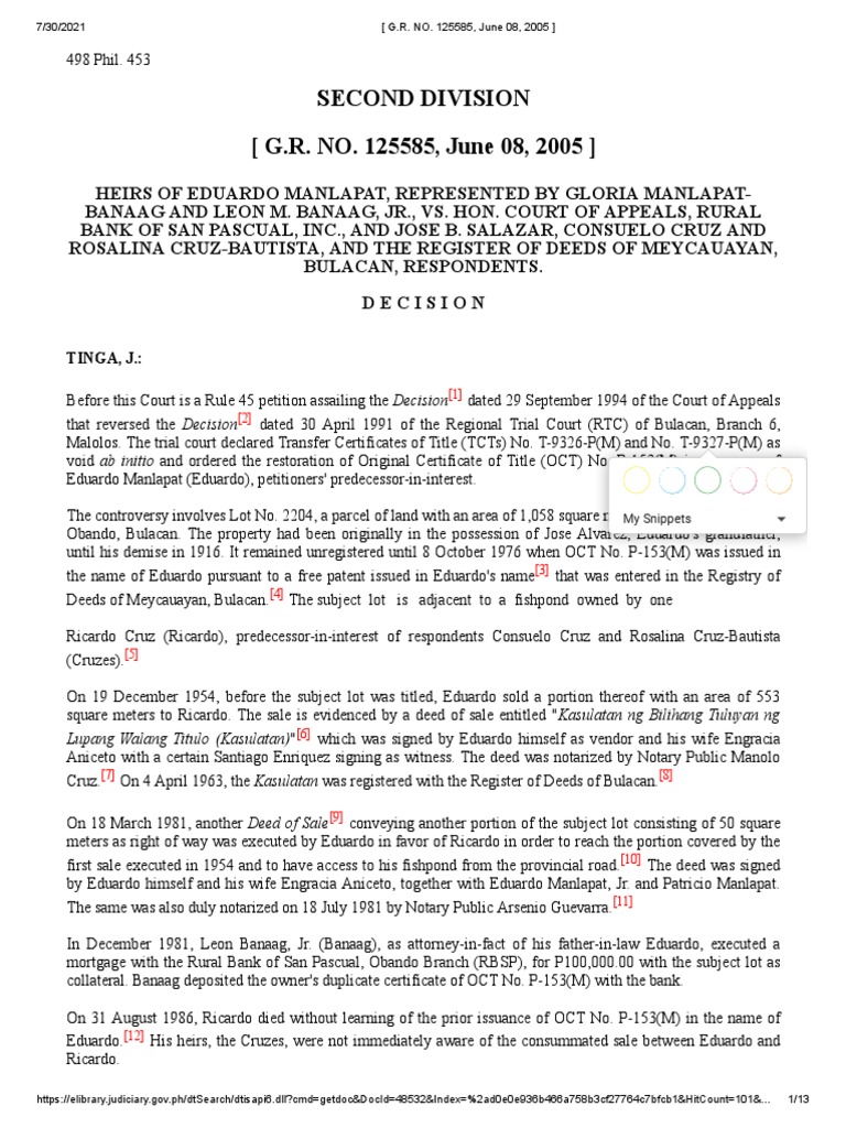 Manlapat Vs CA | PDF | Mortgage Law | Natural Resources Law