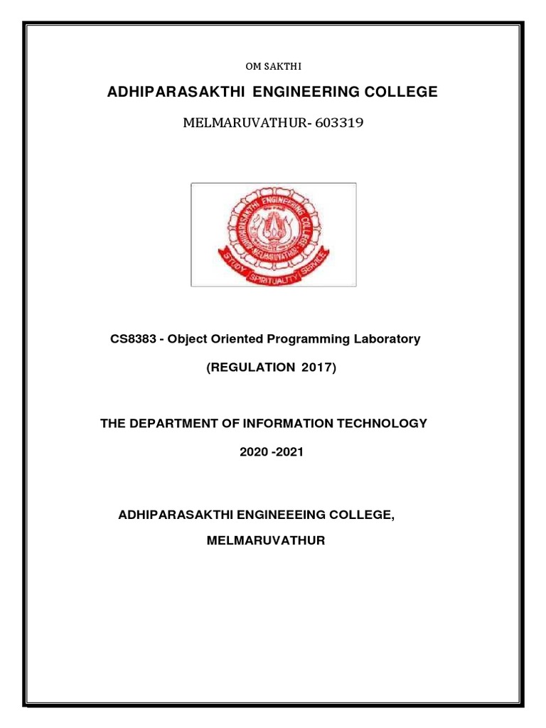 Cs8383 - Oops Lab Record-420418105301-Allam Leela Prasad | PDF | Class ... Cs8383 - Oops Lab Record-420418105301-Allam Leela Prasad | PDF | Class ...