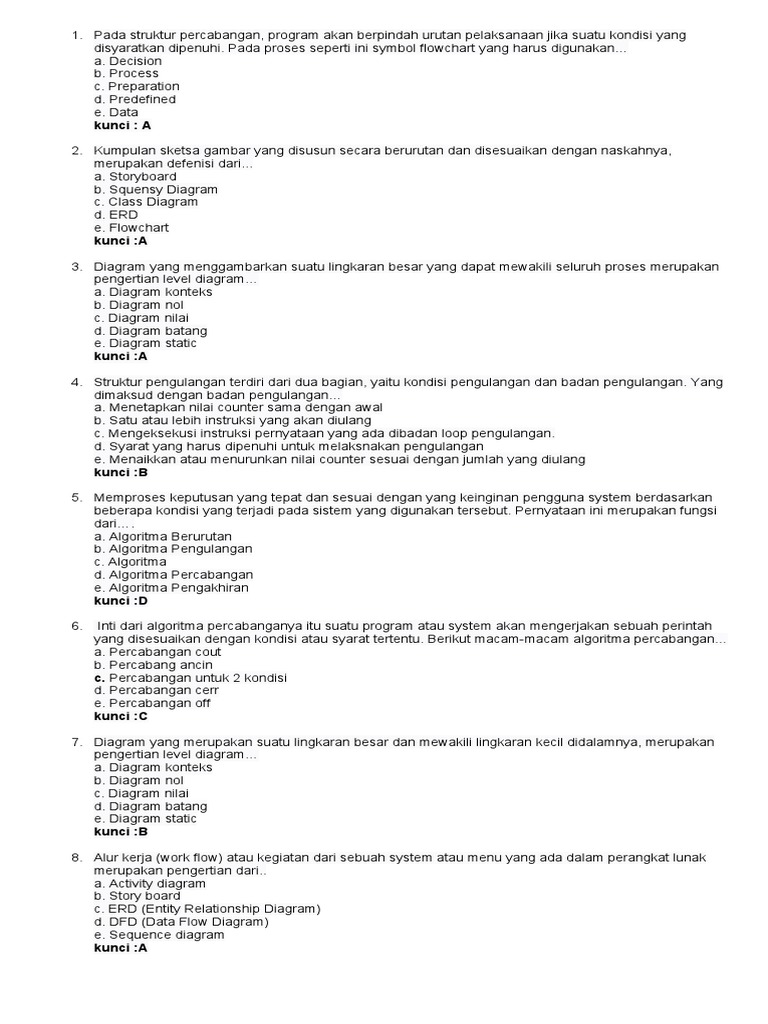 Soal PTS - Pemodelan Perangkat Lunak Xi-Rpl | PDF