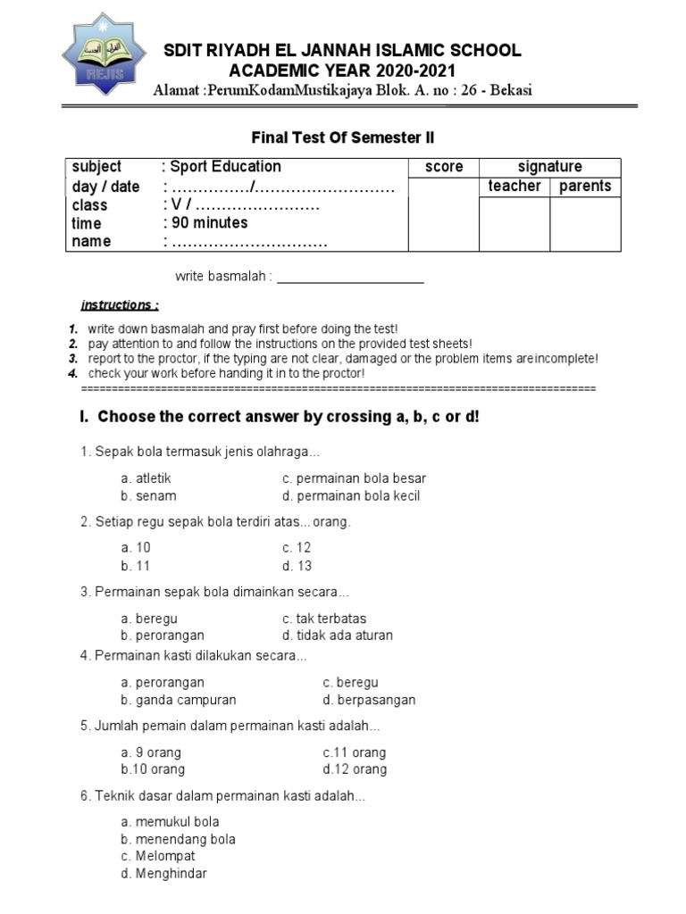Penjas 5 PAT 2021 | PDF