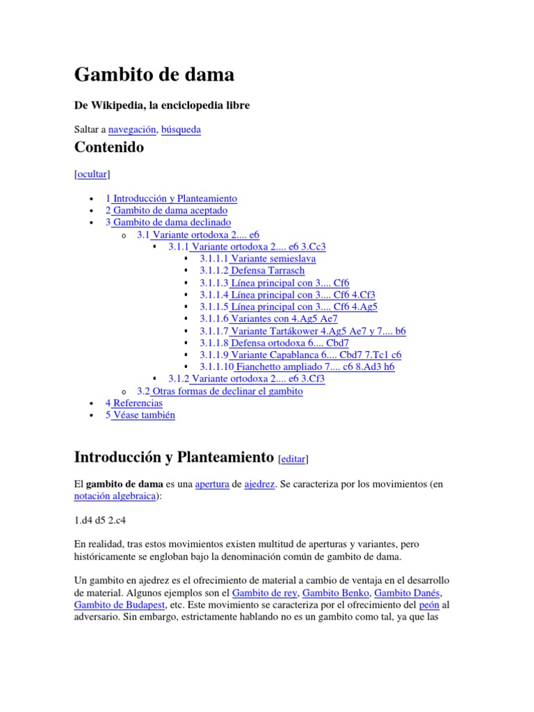 Estrategias del Gambito de Dama en Ajedrez | PDF | Aperturas de ajedrez ...