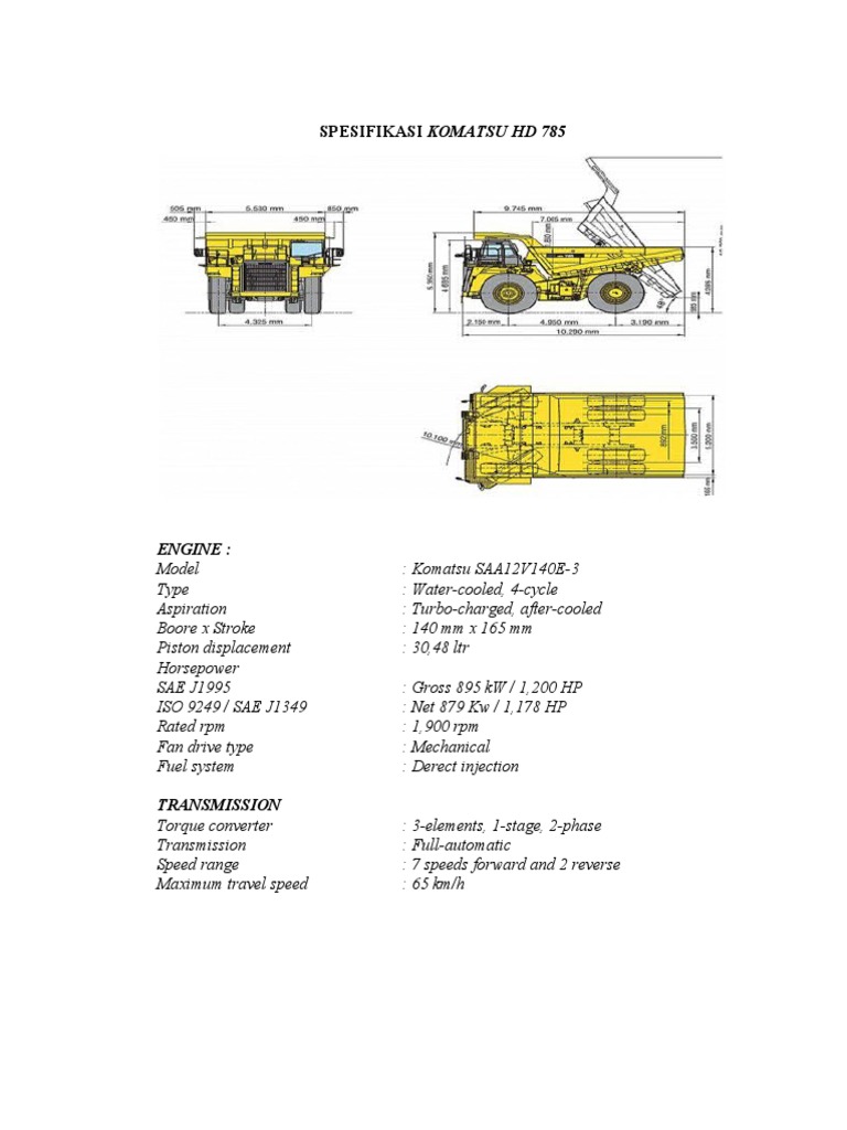 b2. Spesifikasi Komatsu HD 785 | PDF