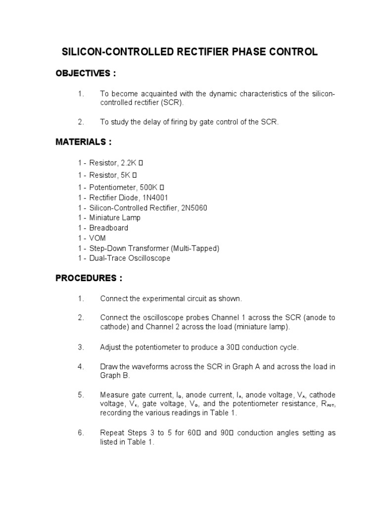 SCR Phase Control Circuit Waveform Analysis | PDF | Rectifier | Electronics