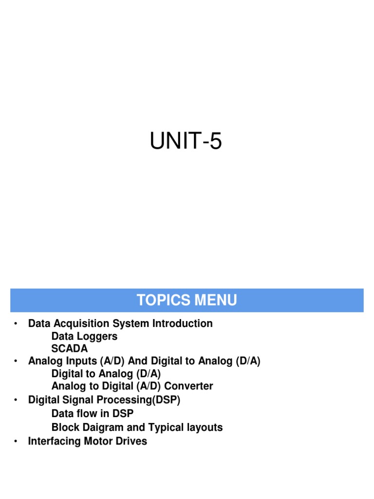 Mechatronics Unit-5 | PDF | Analog To Digital Converter | Data Acquisition