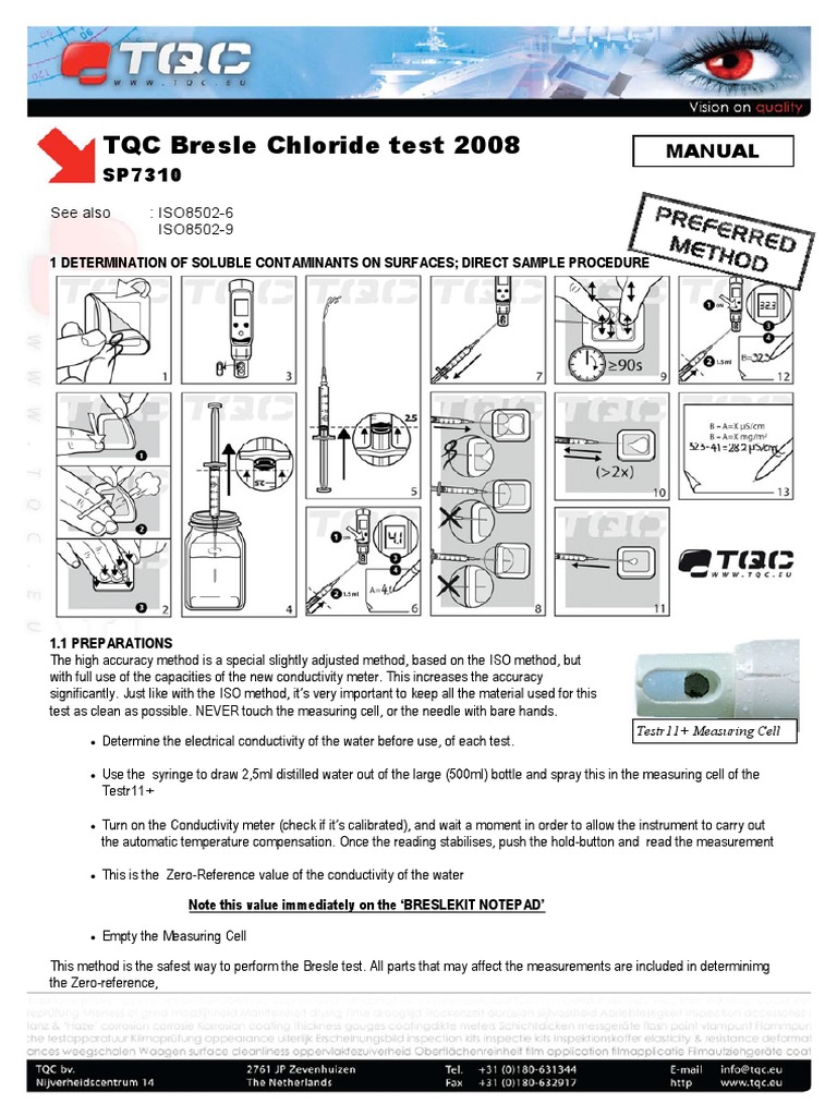 Bresle Salt Test Guiding | PDF | Calibration | Syringe