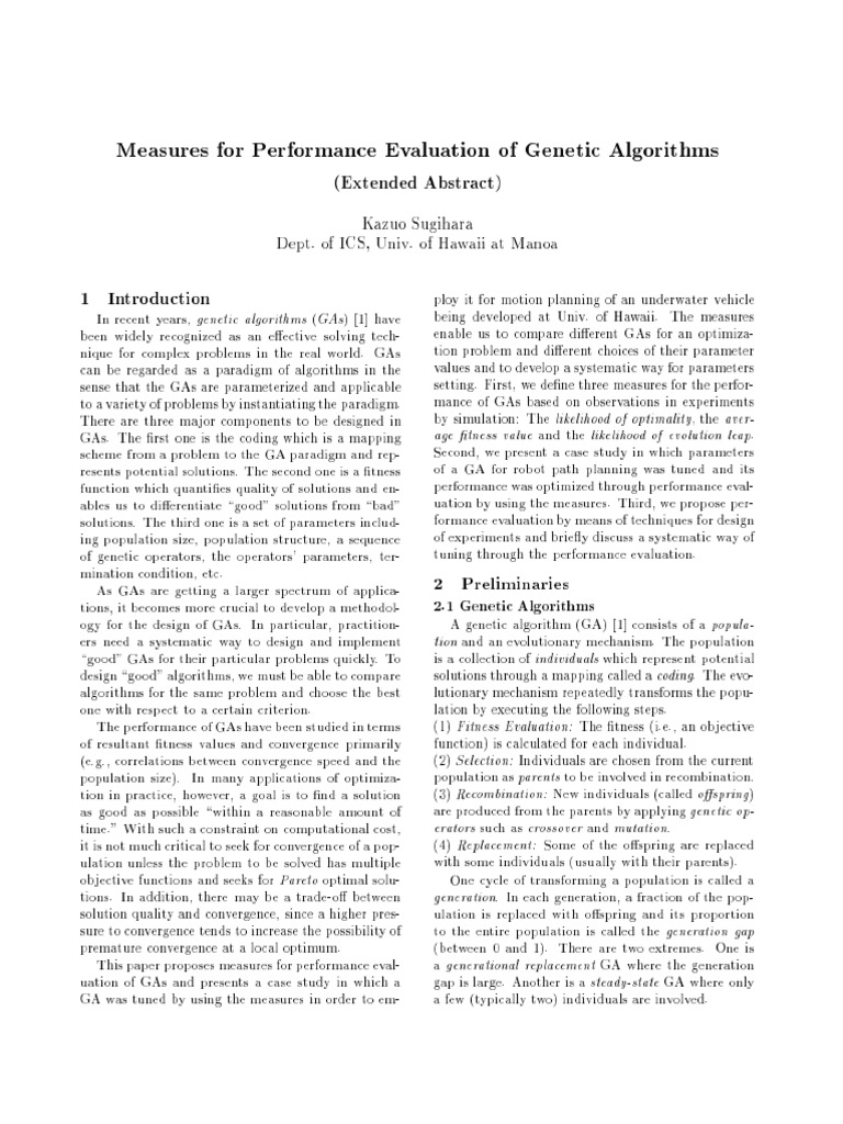 Performance of Genetic Algorithm | PDF | Genetic Algorithm | Mathematical Optimization