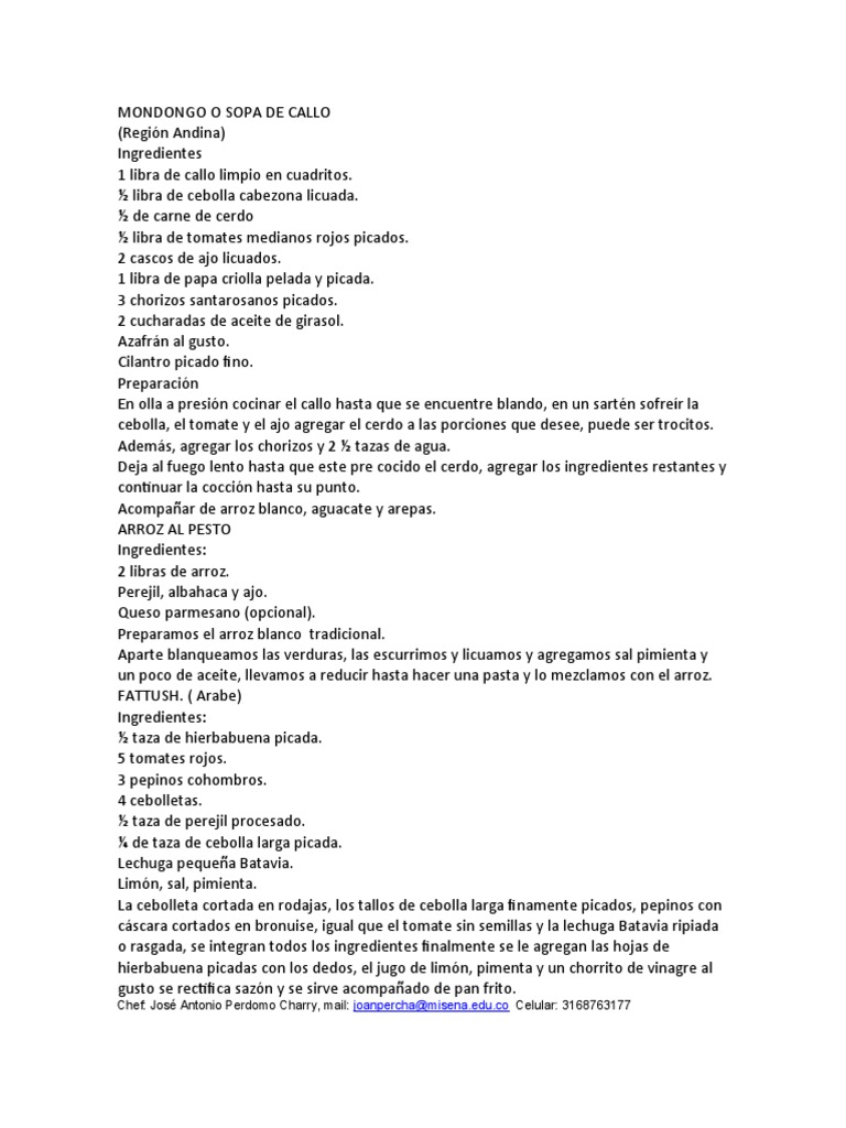 Mondongo o Sopa de Callo. | PDF
