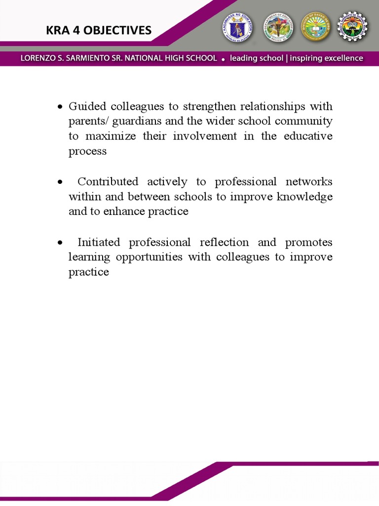 KRA 4 Objectives | PDF