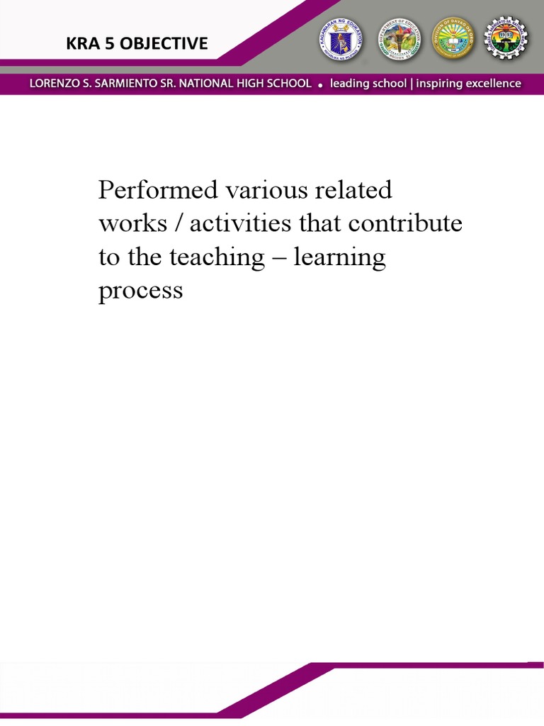 Performed Various Related Works / Activities That Contribute To The ...