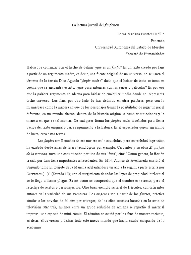 Fanfiction: Lectura y Creación Juvenil | PDF | Artes (general) | Science