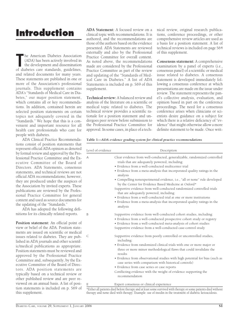 Diabetes Evidence Grading System For Clinical Practice | PDF | Evidence ...