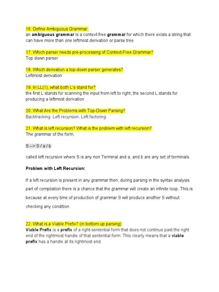 Backtracking. Left Recursion. Left Factoring | PDF