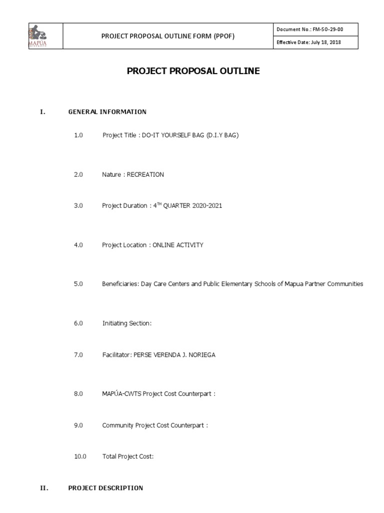 Project Proposal Outline Form (Ppof) | PDF