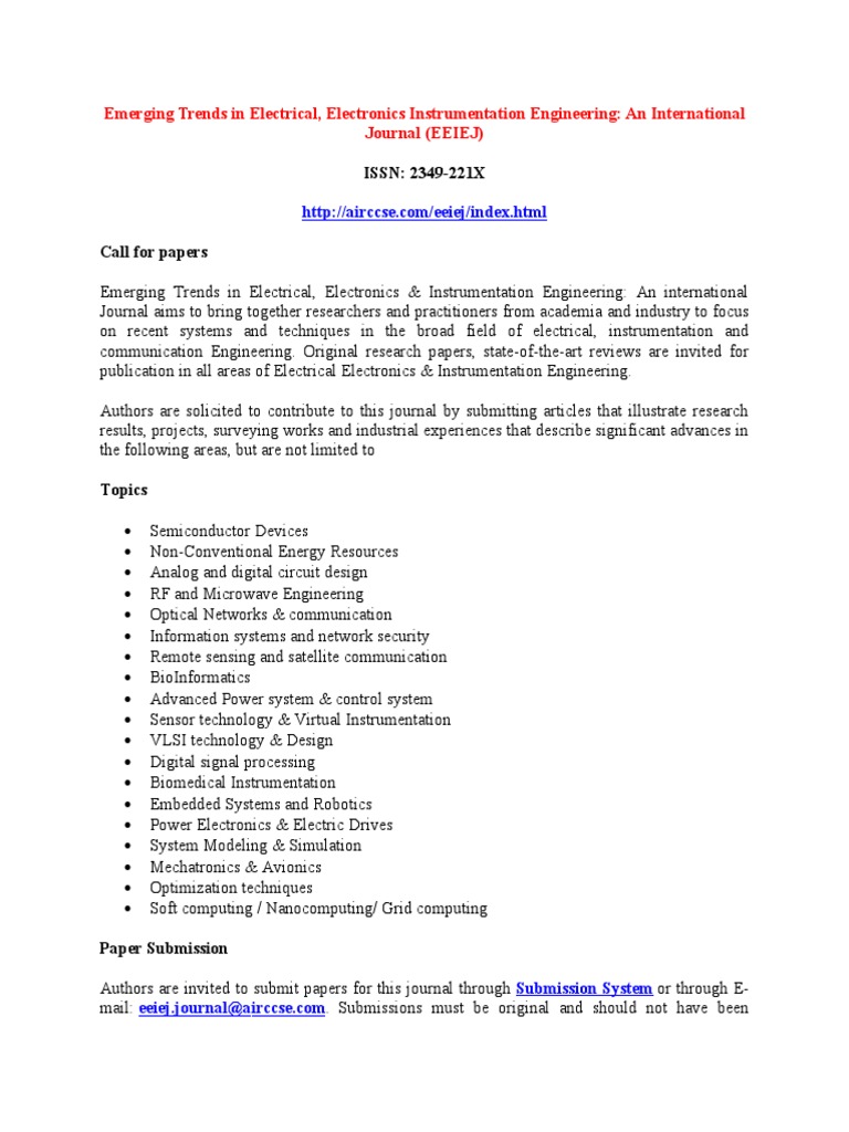 Emerging Trends in Electrical Electronics Instrumentation Engineering ...