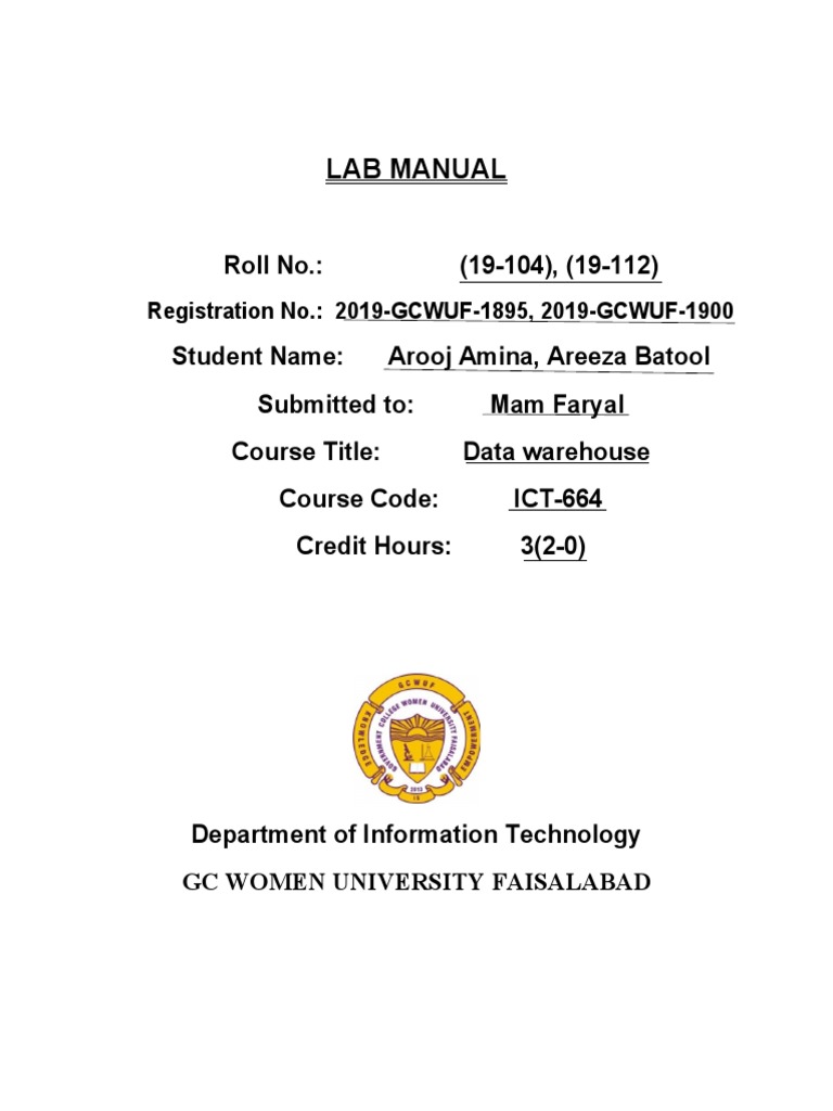 Lab Manual - DWH | Download Free PDF | Microsoft Sql Server | Table (Database)
